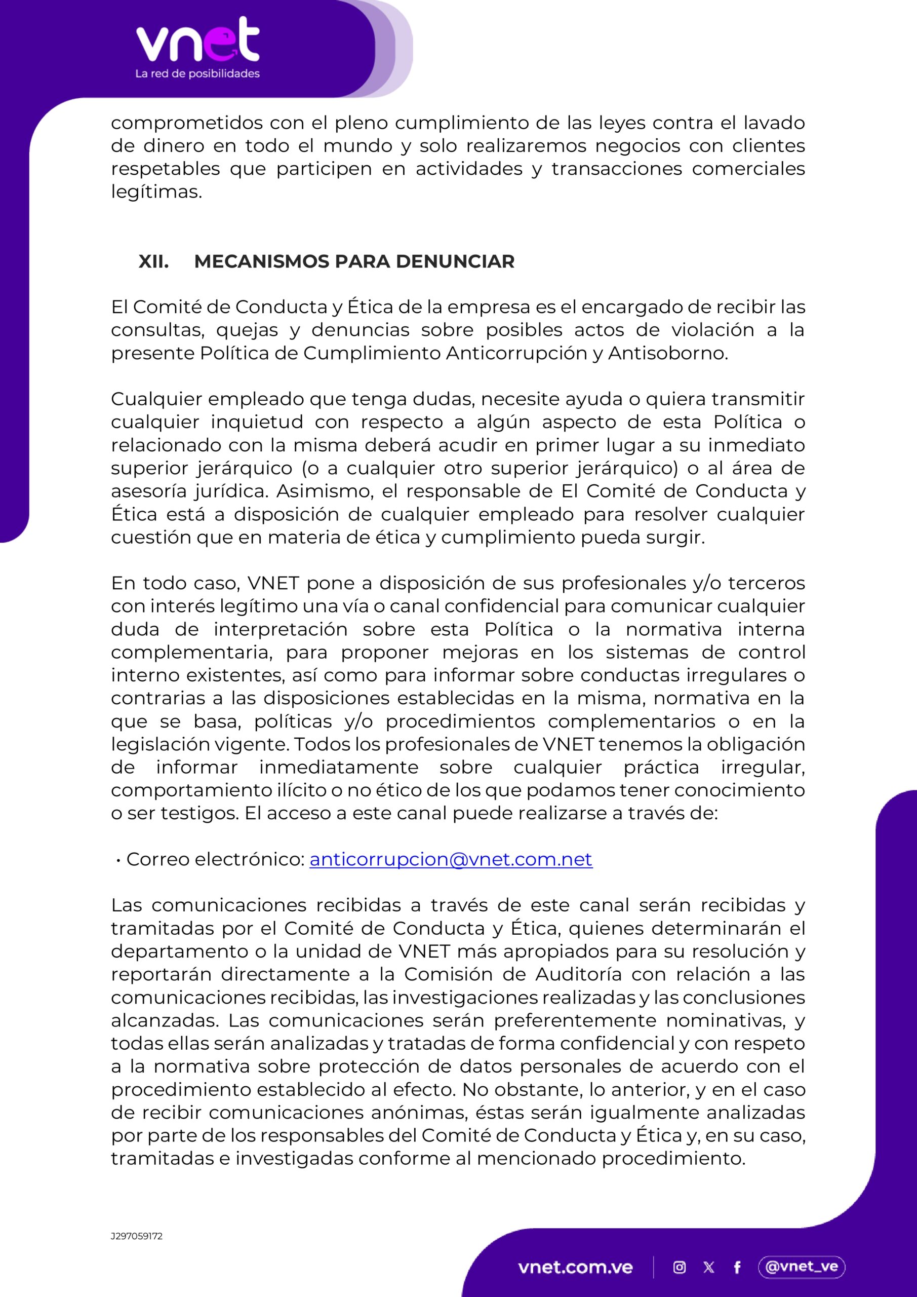 Políticas antisoborno y anticorrupción VNET - Vnet - El mejor Internet por fibra óptica ...